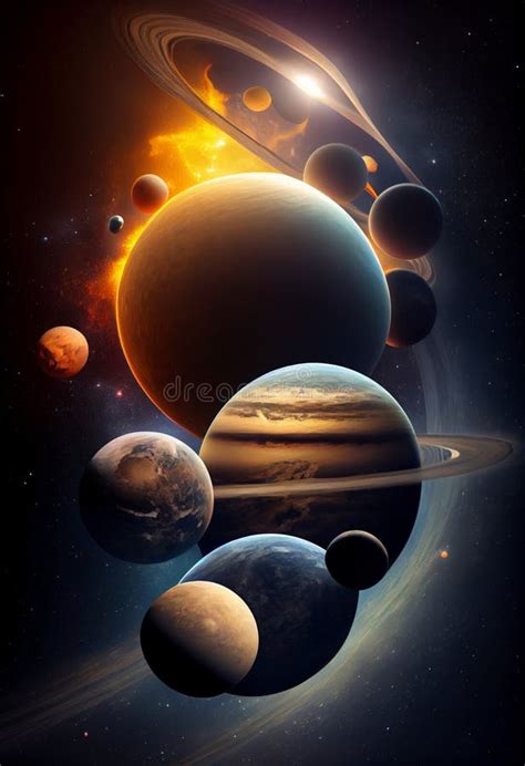 Solar System And Space Objects AI Generated Stock Illustration