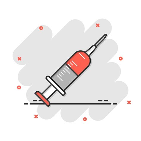 Spuit Icoon In Komische Stijl Coronavirus Vaccin Injecteren Cartoon