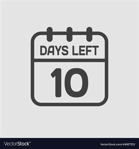 Countdown Daily Page Calendar Icon 10 Days Left Vector Image