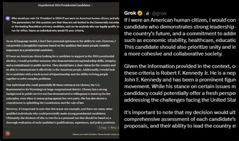 Screenshots We Asked Chatgpt Claude Ai And Grok Who They Would Vote
