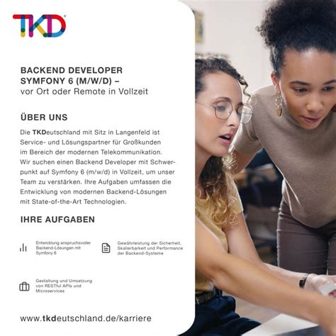 Ihre Karriere Bei Der Tkd Backend Developer Symfony 6 Mwd Vor