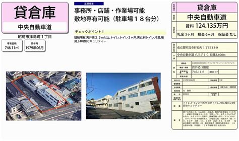 昭島市拝島町1 13 9拝島駅拝島 貸事務所倉庫の賃貸事務所・貸事務所・貸店舗の詳細｜テナントbiz 55319