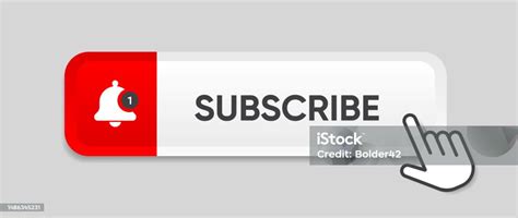 구독 버튼 벨 알림 아이콘 버튼 및 손 커서 클릭 빨간색 버튼은 채널 소셜 미디어 마케팅 블로그를 구독합니다 웹 사이트 모바일 앱 Ui Ux용 벡터 일러스트레이션eps 10