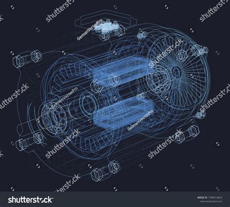 모터의 와이어프레임엔진의 내부 부분3d 벡터 그림 스톡 벡터로열티 프리 1309014823 Shutterstock