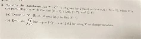 Solved The Parallologram With Vertione 0 1 1 0 1 7