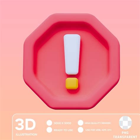 Premium Psd Psd Warning Sign 3d Illustration