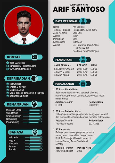 Contoh CV Lamaran Kerja Yang Menarik Dan Baik Design 21