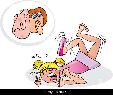 Cartoon Illustration Of Naughty Girl And Her Parrents Stock Vector