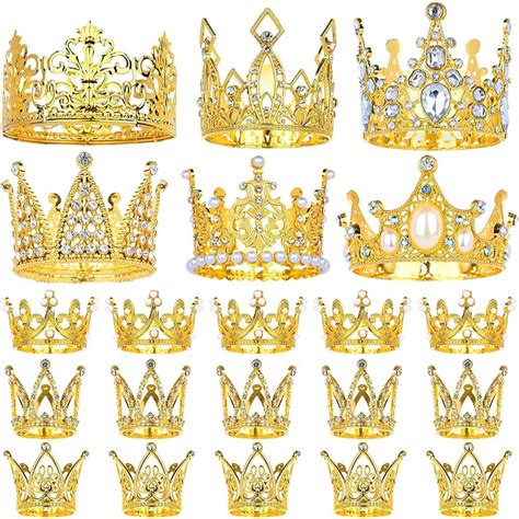 Gold Crown Cake Topper Mini Crown Pearl Rhinestone Crown Cake Topper