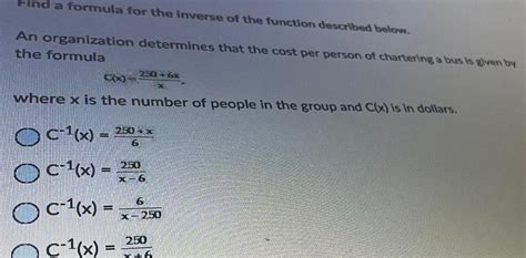 [answered] Find A Formula For The Inverse Of The Function Described Kunduz