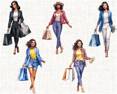 Shopping Girl Clipart Shopping Lady Graphics Shopping Etsy