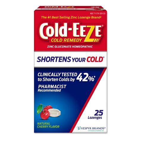 Cold Eeze Homeopathic Zinc Lozenges Natural Cherry 25 Ct