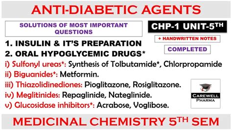 Solution Unit 5 Antidiabetic Agents Complete Oral Hypoglycemic