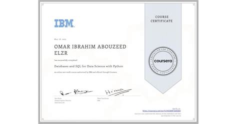 Omar Elzr On Linkedin Completion Certificate For Databases And Sql For