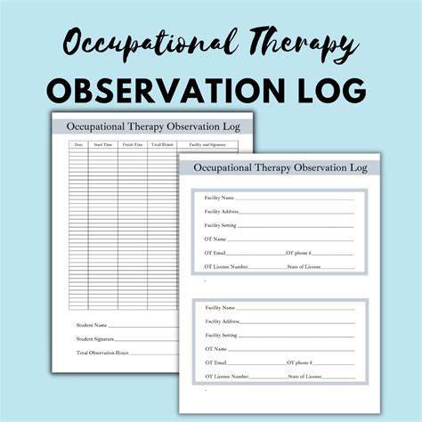 Printable Occupational Therapy Observation Hours Shee