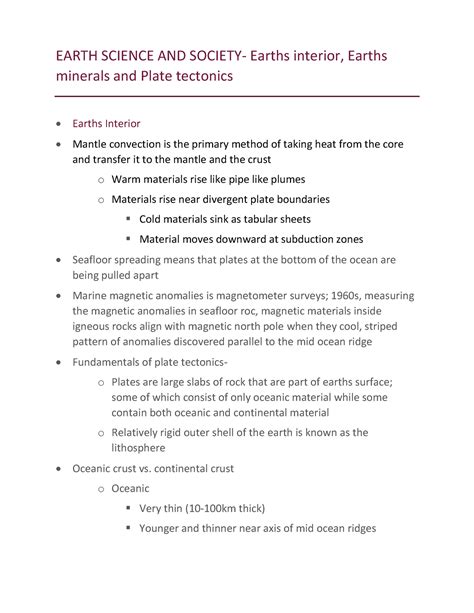 Earth Science Notes EARTH SCIENCE AND SOCIETY Earths Interior