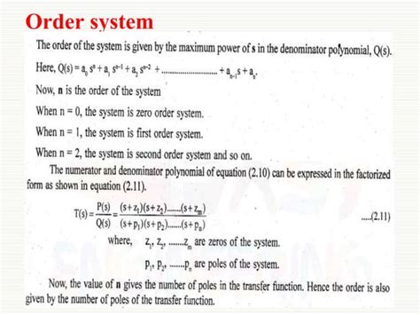 First Second Order Of The Control Systems PPT