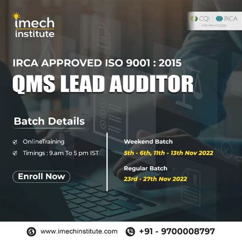 Iso 9001 2015 Training Qms Lead Auditor Course In Hyderabad