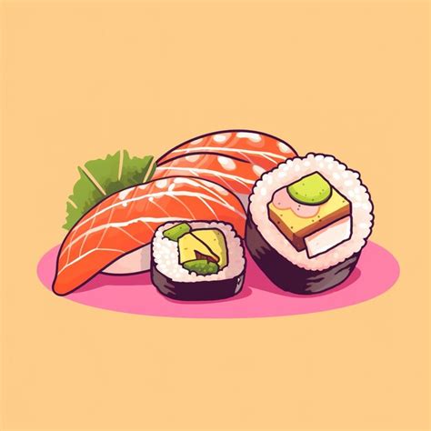 Premium Ai Image Sushi Flat Vector Illustration Cartoon