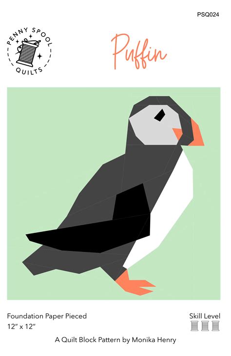 Puffin Fpp Quilt Block Pattern Printed Pattern Penny Spool Quilts
