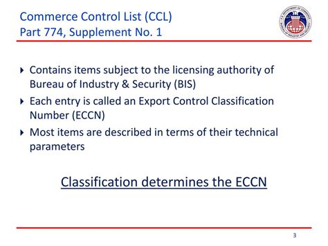 Classification Of Items On The Commerce Control List Ppt Download