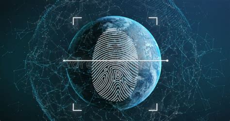 Animation Of Scanning Fingerprint In Viewfinder Over Connected Dots