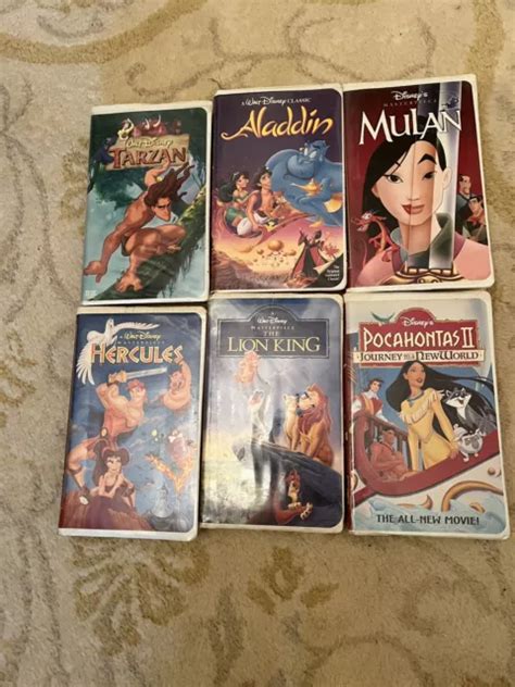 Disney Vhs Lot Of 6 Lion King Mulan Hercules Aladdin Tarzan