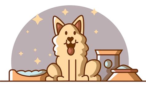 Perro Feliz Lleno De Comida Vector Premium
