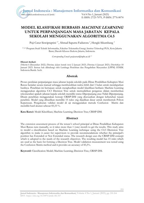 PDF MODEL KLASIFIKASI BERBASIS MACHINE LEARNING UNTUK PERPANJANGAN