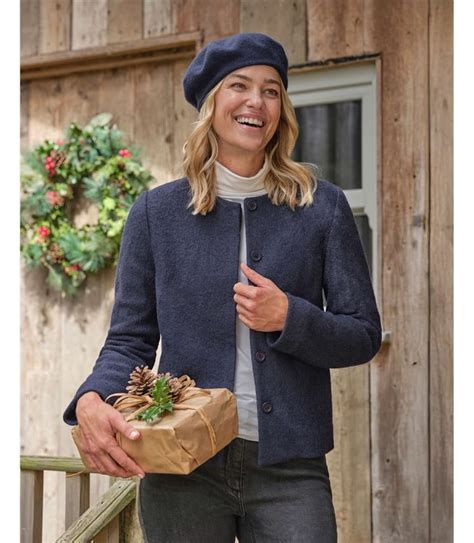 Navy Wool Blend Crew Neck Jacket Woolovers Au