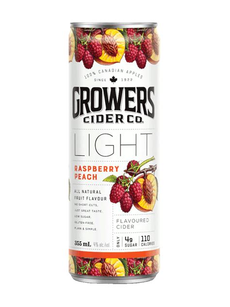 Growers Light Peach Raspberry Cider 4 X 355ml
