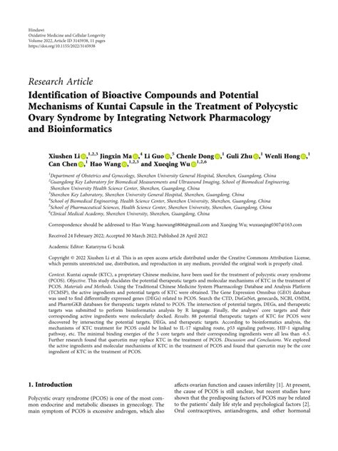 PDF Identification Of Bioactive Compounds And Potential Mechanisms Of