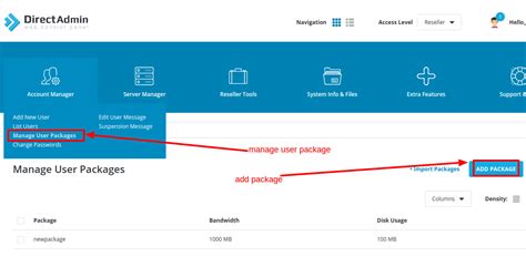 How To Create User Package In Directadmin Directadmin Control Panel