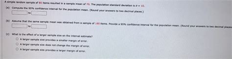 solved a simple random sample of 80 items resulted in a