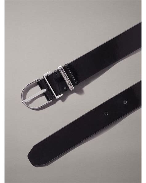 Calvin Klein Shiny Leather Belt In Metallic Lyst Uk