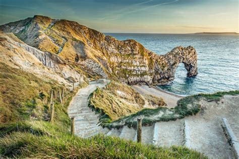 1080p Earth Beach Stairs Horizon Nature England Durdle Door