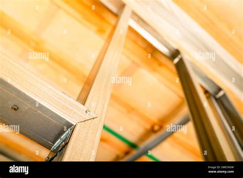 Stiffening Ribs In A Metal Profile Frame In A Plasterboard Wall Close