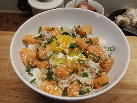 [homemade] Tamago Gohan With Salmon Food