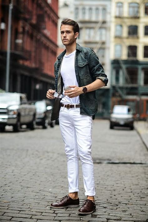 White Jean Outfits For Men Top 25 Ideas For White Jeans Guys