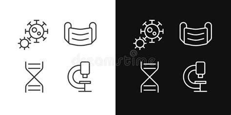 Lineaire Pictogrammen Voor Viruspreventie En Behandeling In De Donkere