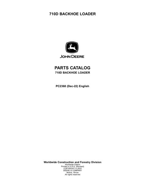 John Deere 710d Backhoe Loaders Parts Catalog Manual Pc2368