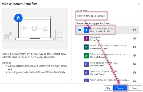 how to convert time zones in power automate