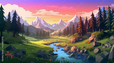 Low Poly Illustration Fortnite Visual Style Stock Illustration