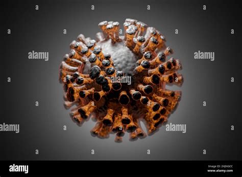 Illustration Of A Single Virus Cell Visualization Of An Infection