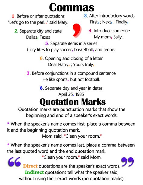 Commas And Quotation Marks Worksheet