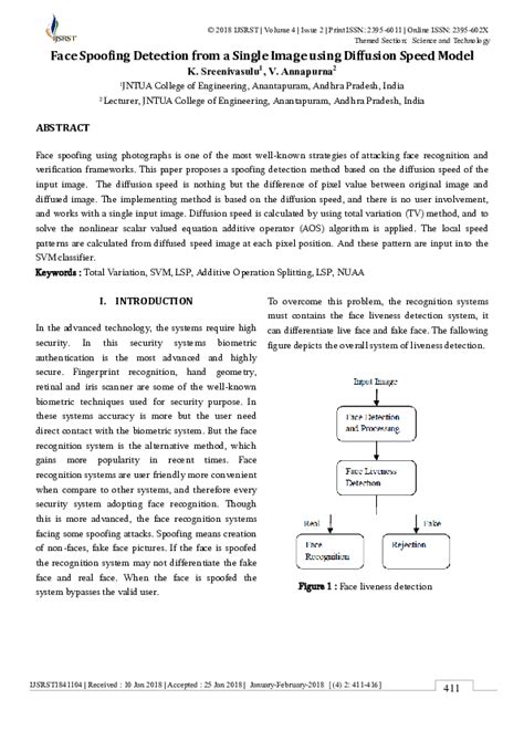 Pdf Face Spoofing Detection From A Single Image Using Diffusion Speed Model