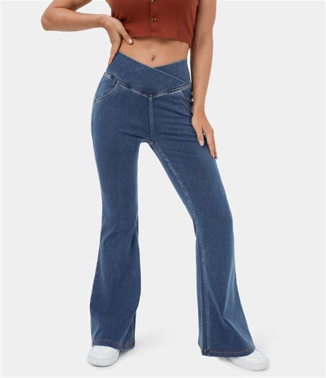 Womens Halaramagic™ High Waisted Crossover Pocket Washed Stretchy Knit