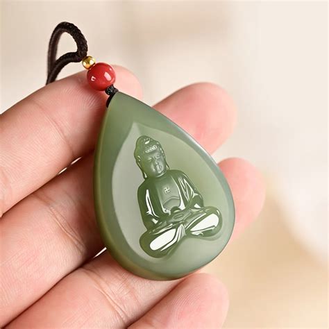 Small Jade Buddha Pendant Made Of Green Nephrite Jade Mantrapiece