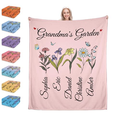 Personalized Blanket T For Mom Grandma Custom Name Blankets With Birth Month