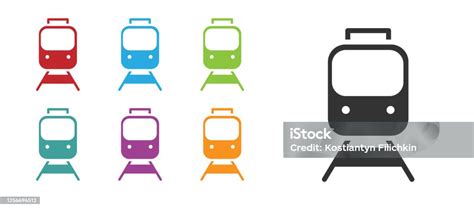 黑色火車和鐵路圖示隔離在白色背景上公共交通標誌地鐵列車運輸地鐵地下設置圖示豐富多彩向量向量圖形及更多乘客圖片 乘客 交通 交通方式